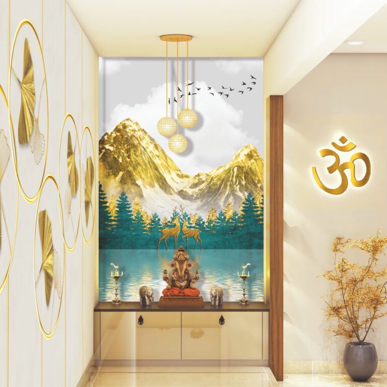 Mandir Wall Krishna Mehta Wallpaper Design, wallpaper in jalandhar ...